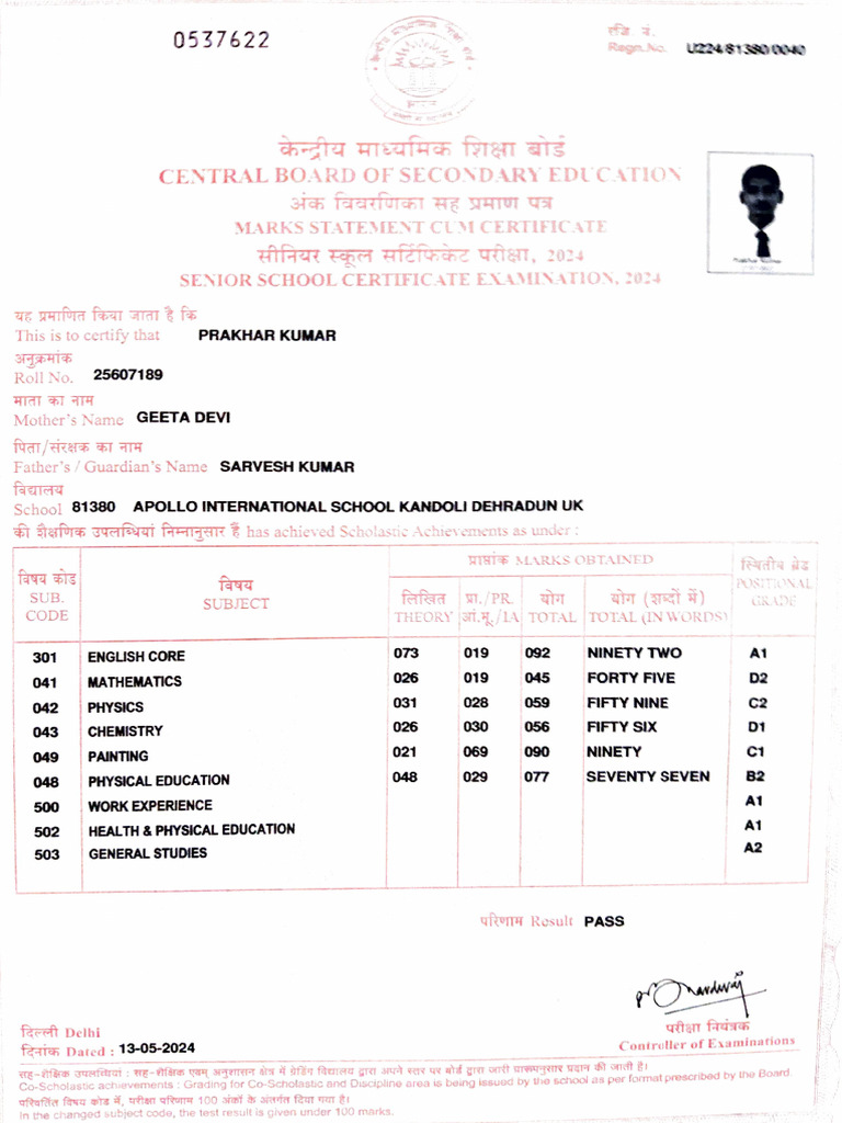 Senior School Certificate 2024 - Marks Statement | PDF | Qualifications | Student Assessment And ...