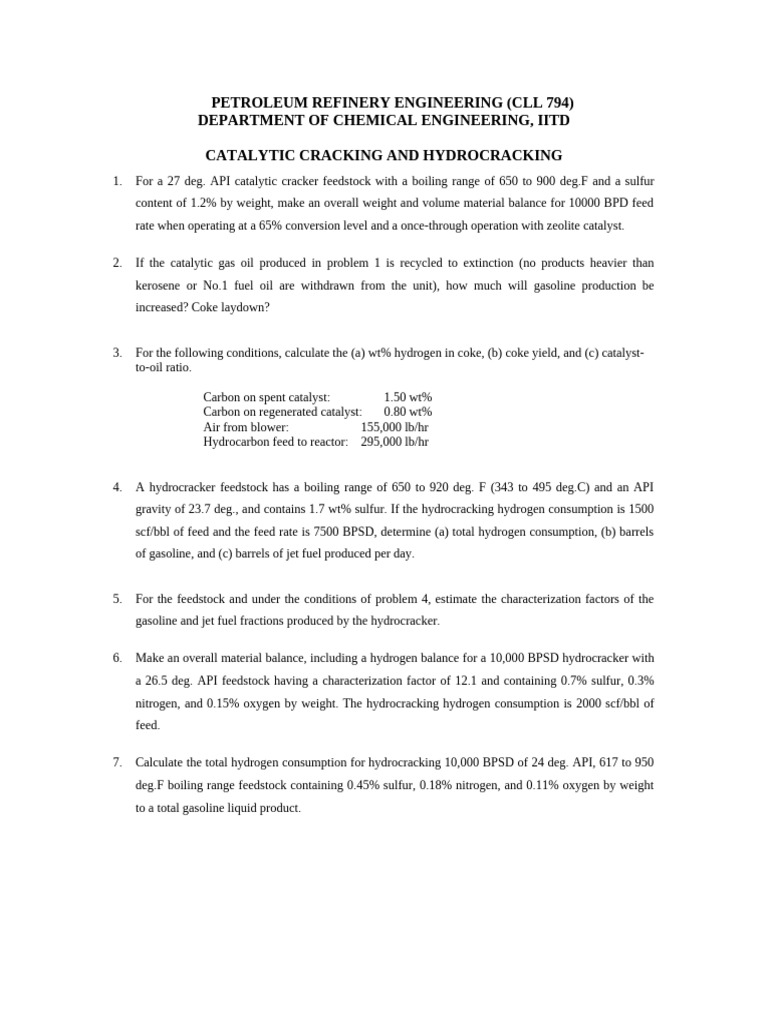 Cat Cracking and Hydrocracking | PDF