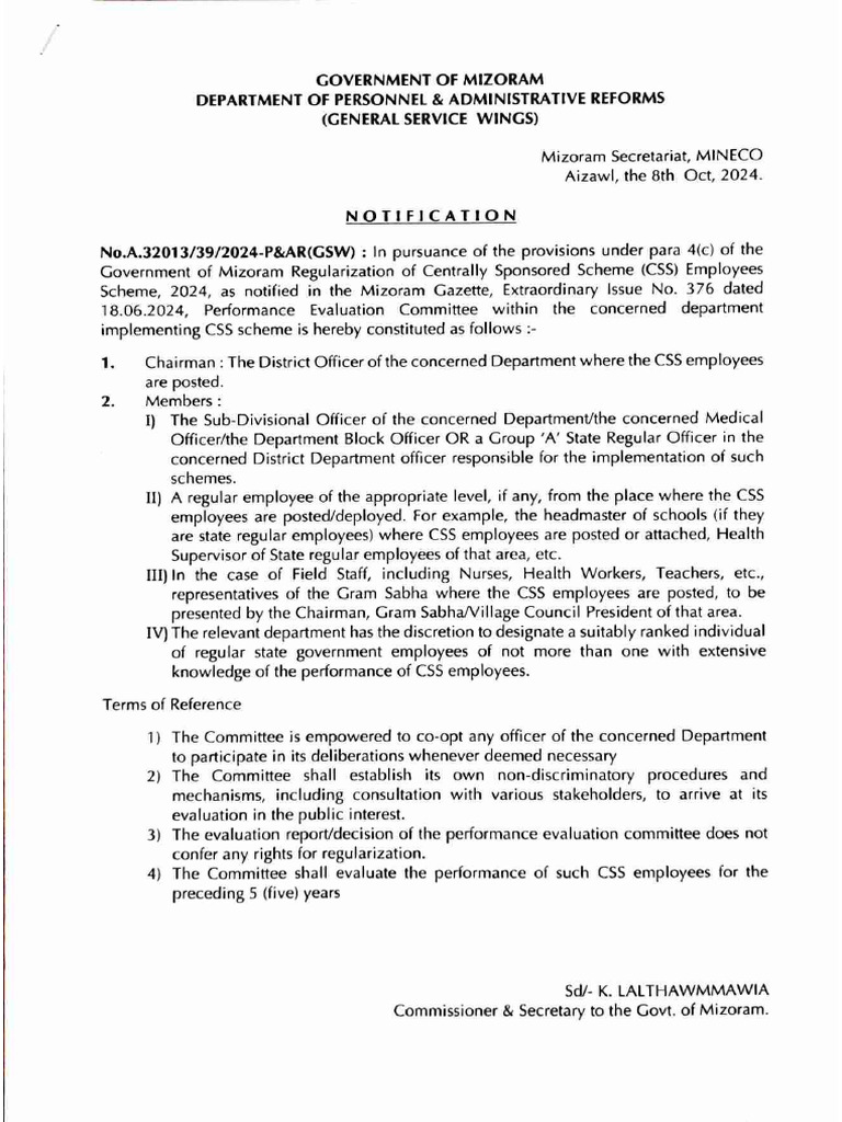 Performance Evaluation Committee For Css Regularization Scheme Pdf 8768