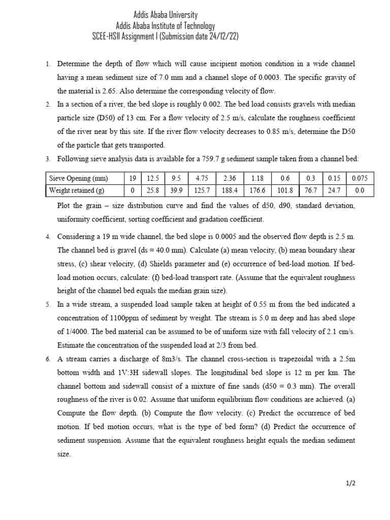assignment_hs2 | PDF | Sediment | Earth Sciences