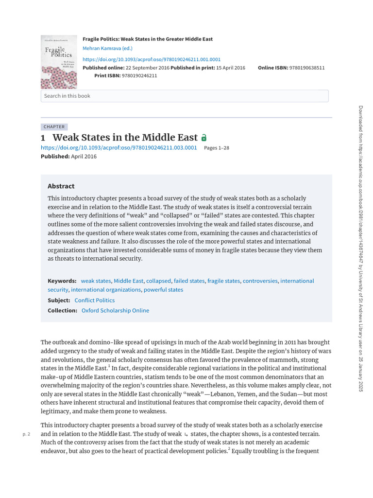 Weak States in the Middle East Analysis | PDF | Failed State ...
