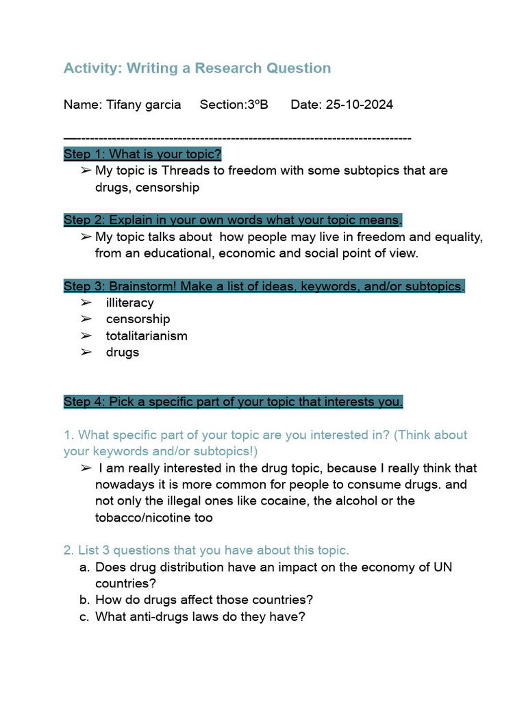 Activity_ Writing a Research Question | PDF