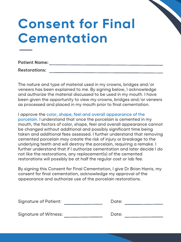 Final Cementation Consent | PDF