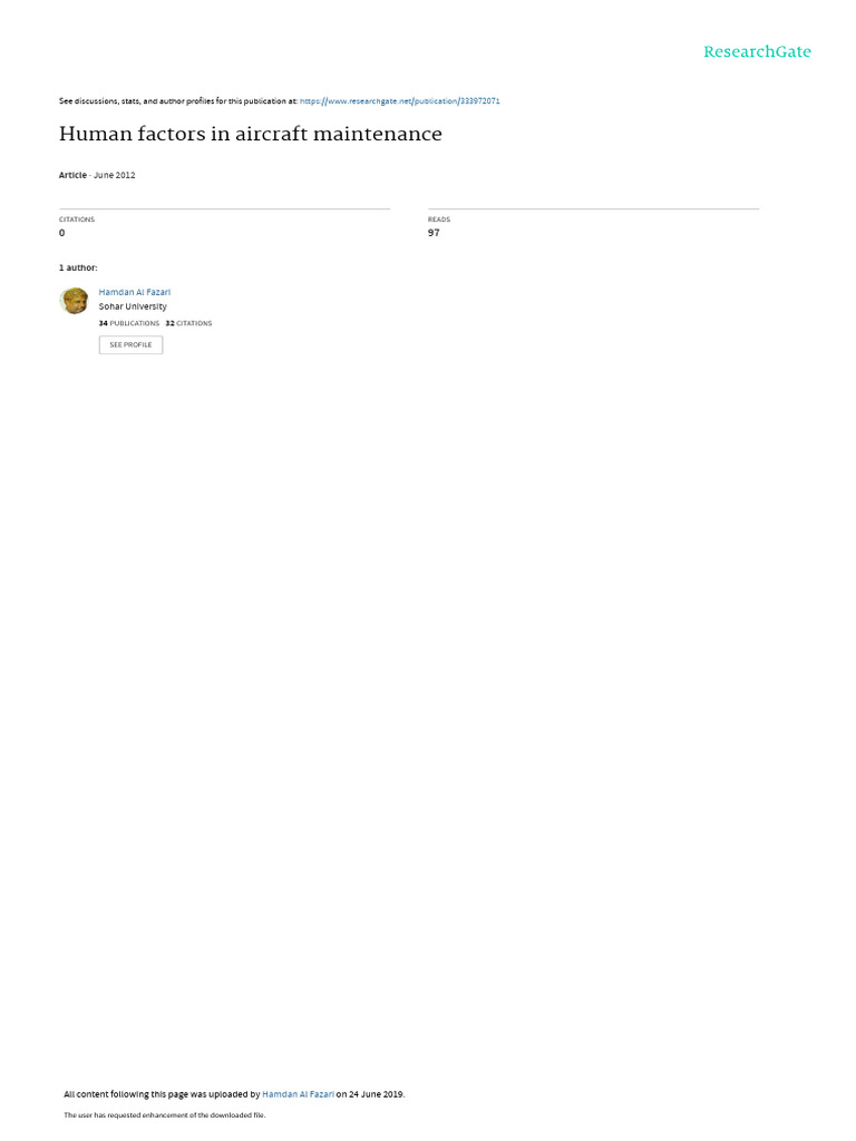 Aircraft Maintenance Human Factors | PDF