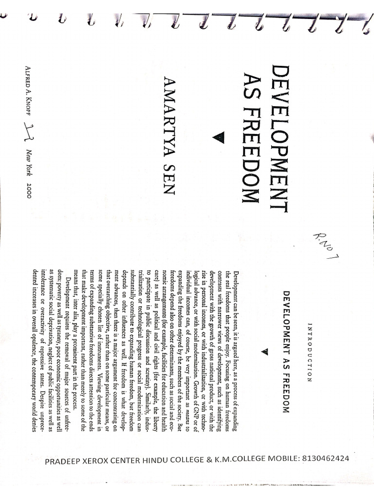 Development As Freedom by Amartya Sen | PDF
