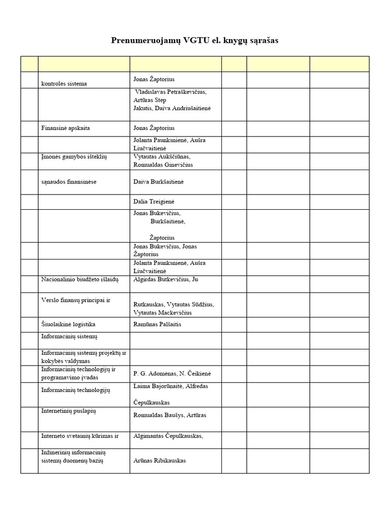 VGTU Ebooks Sarasas Naujas | PDF
