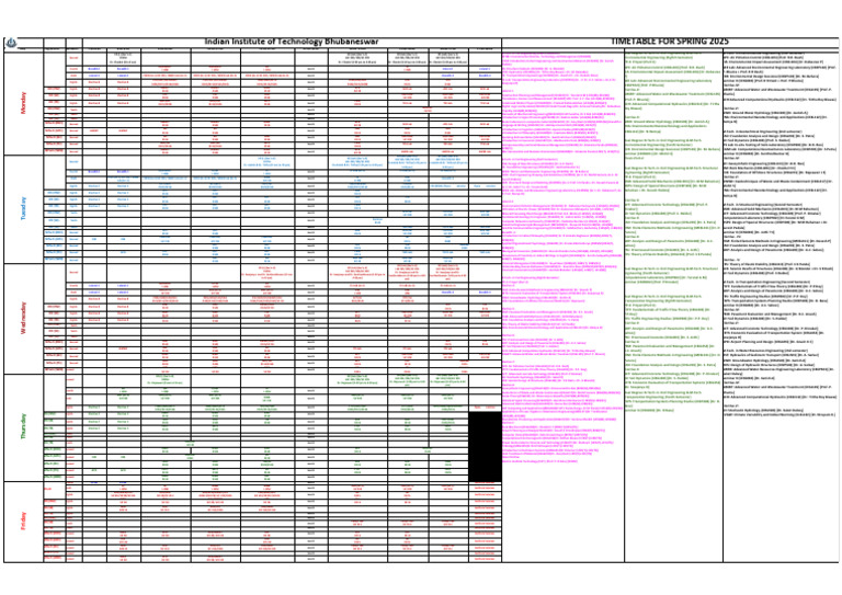 Timetable Spring 2025_Effective from 13 Jan | PDF | Environmental Impact Assessment | Engineering