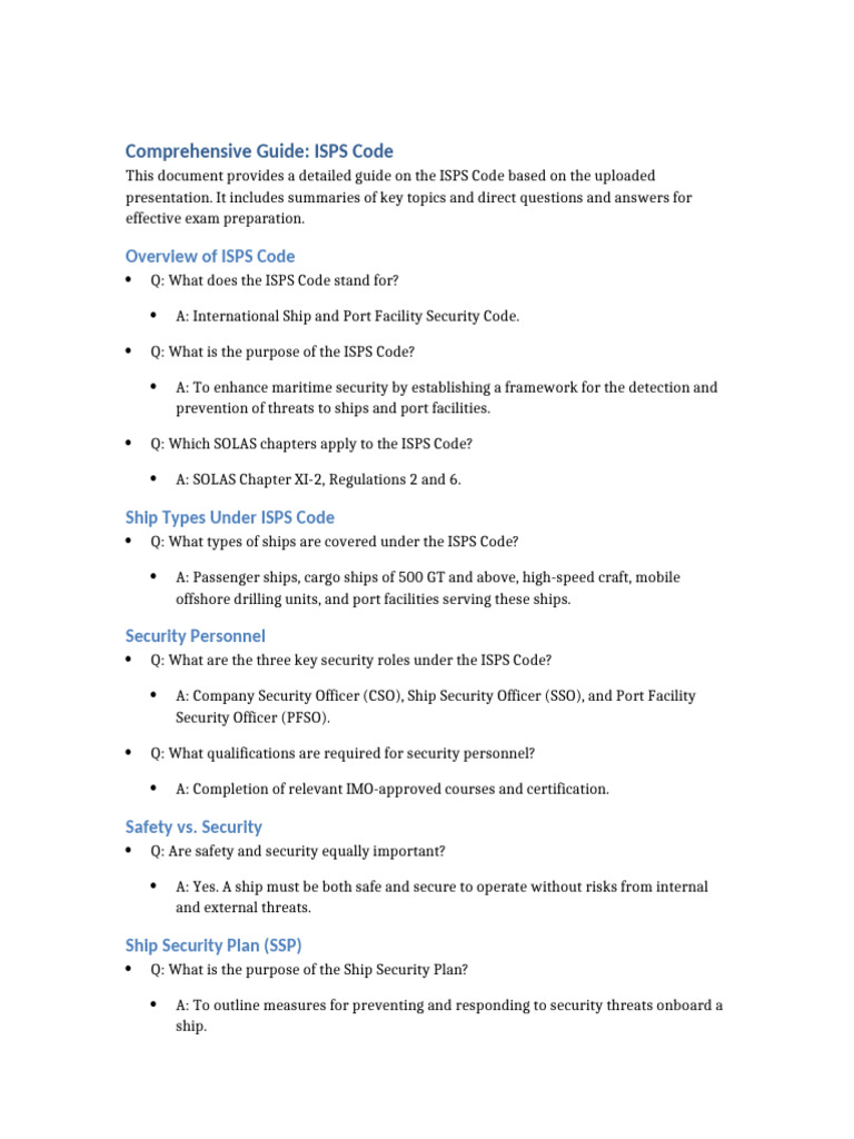 ISPS Code Exam Guide | PDF