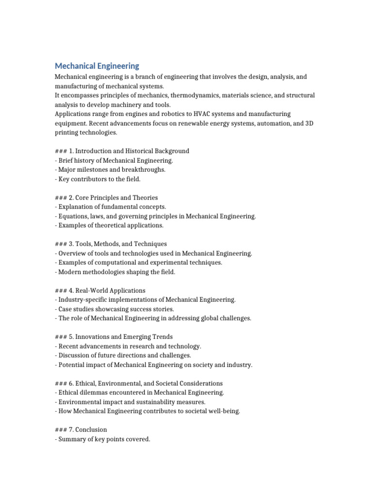 Overview of Mechanical Engineering | PDF