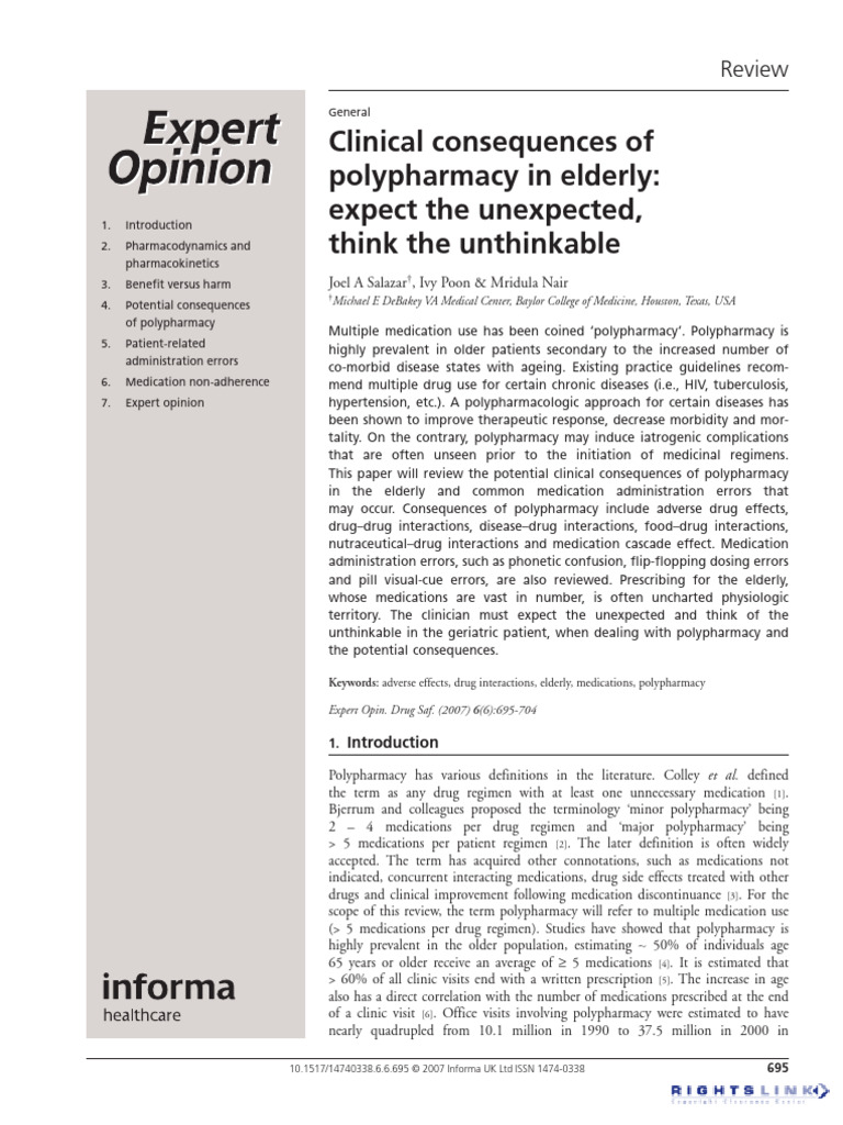 Polypharmacy Risks in Elderly | PDF | Geriatrics | Pharmacy