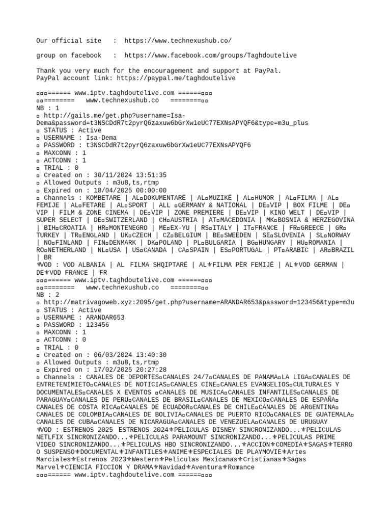 Xtream Iptv 22 - 01 - 2025 | PDF | Latin America