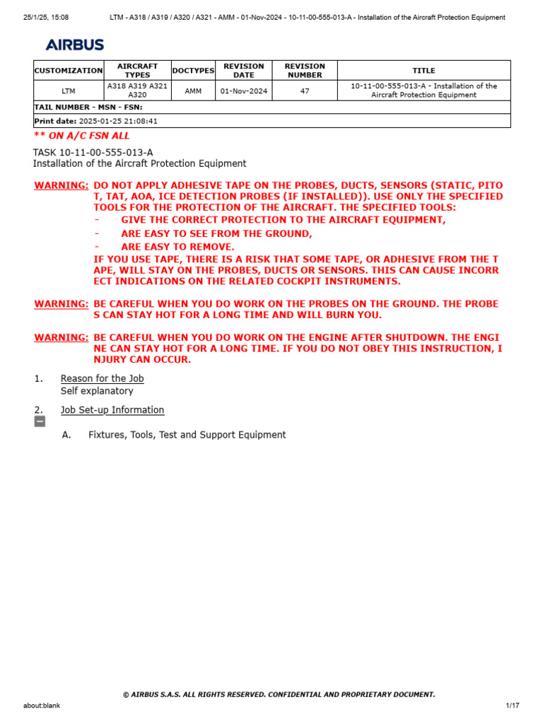 AMM - A318 - A319 - A320 - A321 - Installation of The Aircraft ...