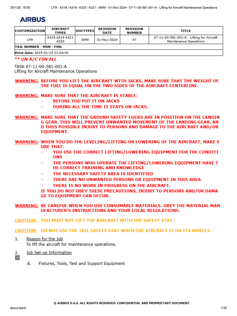 AMM A318 _ A319 _ A320 _ A321 - Lifting for Aircraft Maintenance Operations | PDF | Aircraft ...