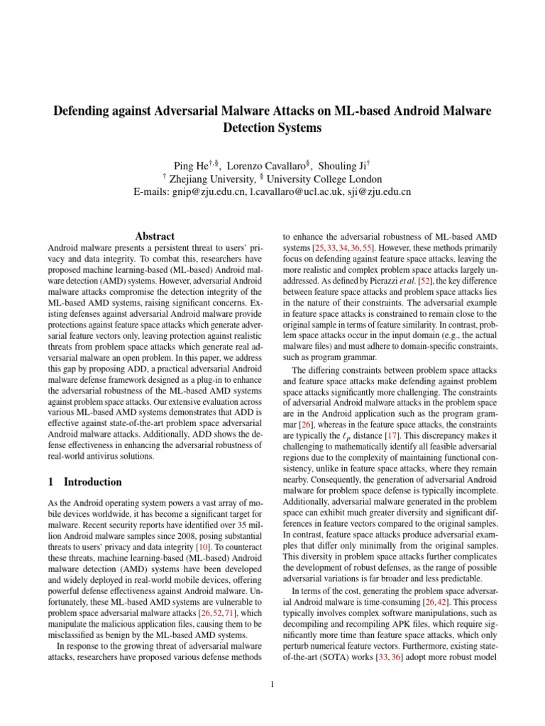 Defending Against Adversarial Malware Attacks On Ml Based Android Malware Detection Systems