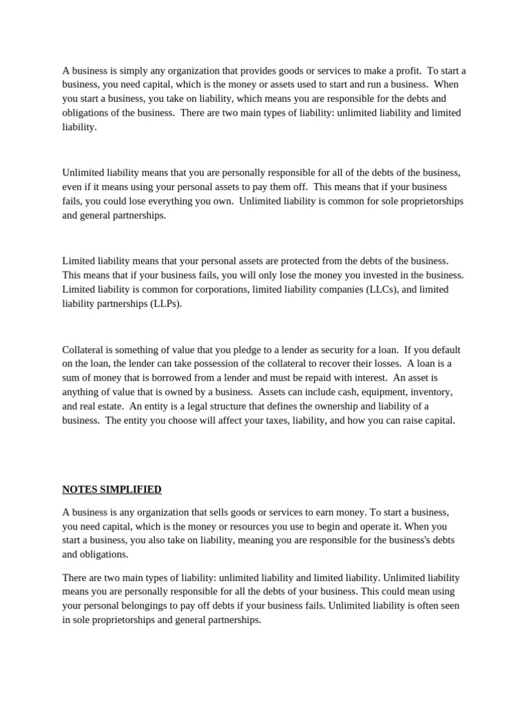 Business Basics: Liability and Capital | PDF | Loans | Debt