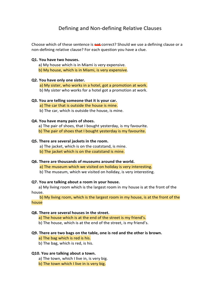Relative Clause review.. | PDF