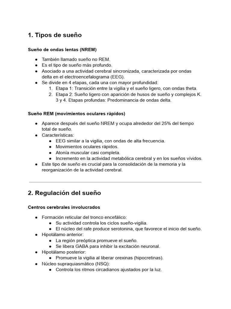Tipos y funciones del sueño humano | PDF | Dormir | Movimiento rápido ...