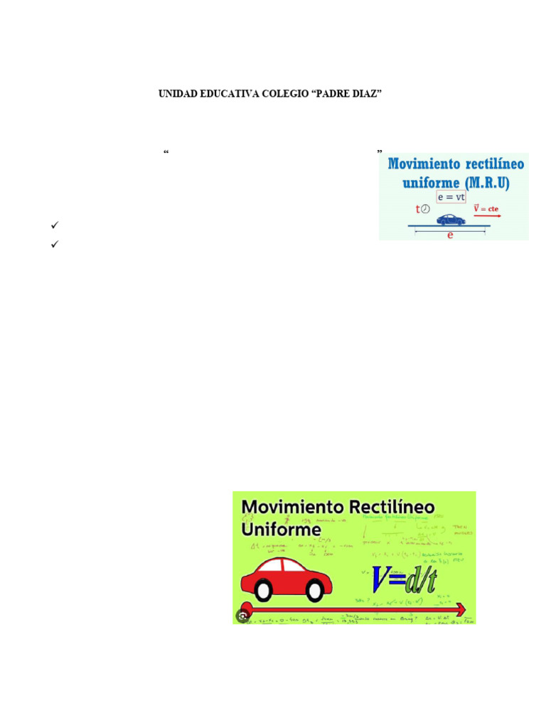Practica MRU 4° Año | PDF | Metro