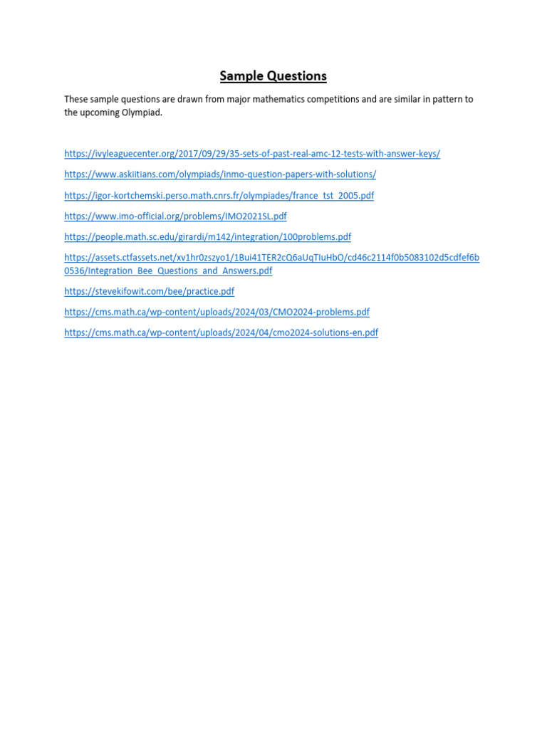 Mathematics Contest Practice Question | PDF | Square Root | Discrete ...