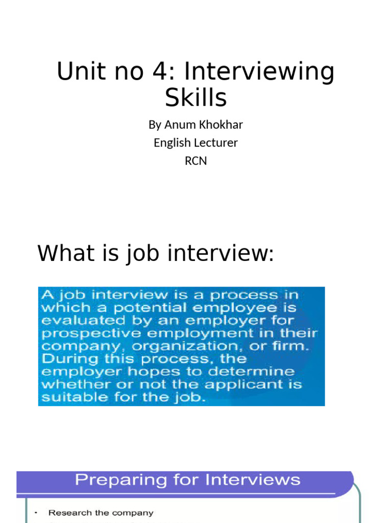 Interview Skills for Job Seekers | PDF