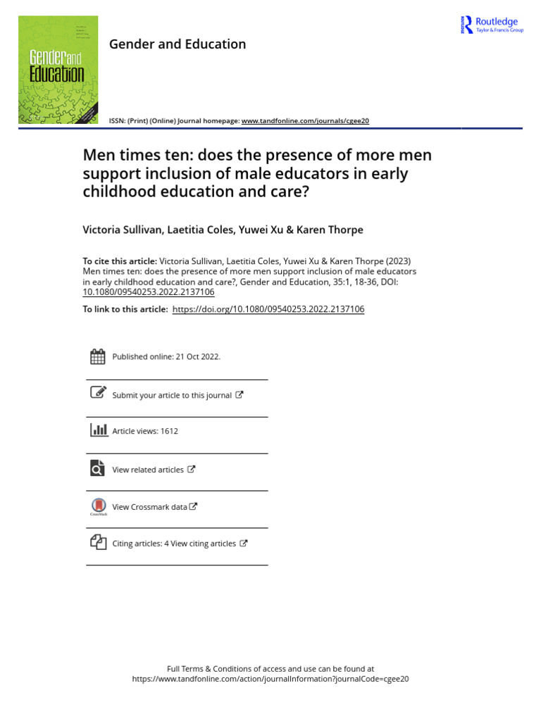 Men Times Ten Does The Presence of More Men Support Inclusion of Male ...