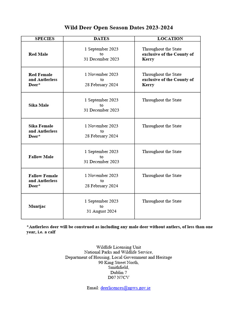 Deer Open Season Dates 2023 2024 | PDF