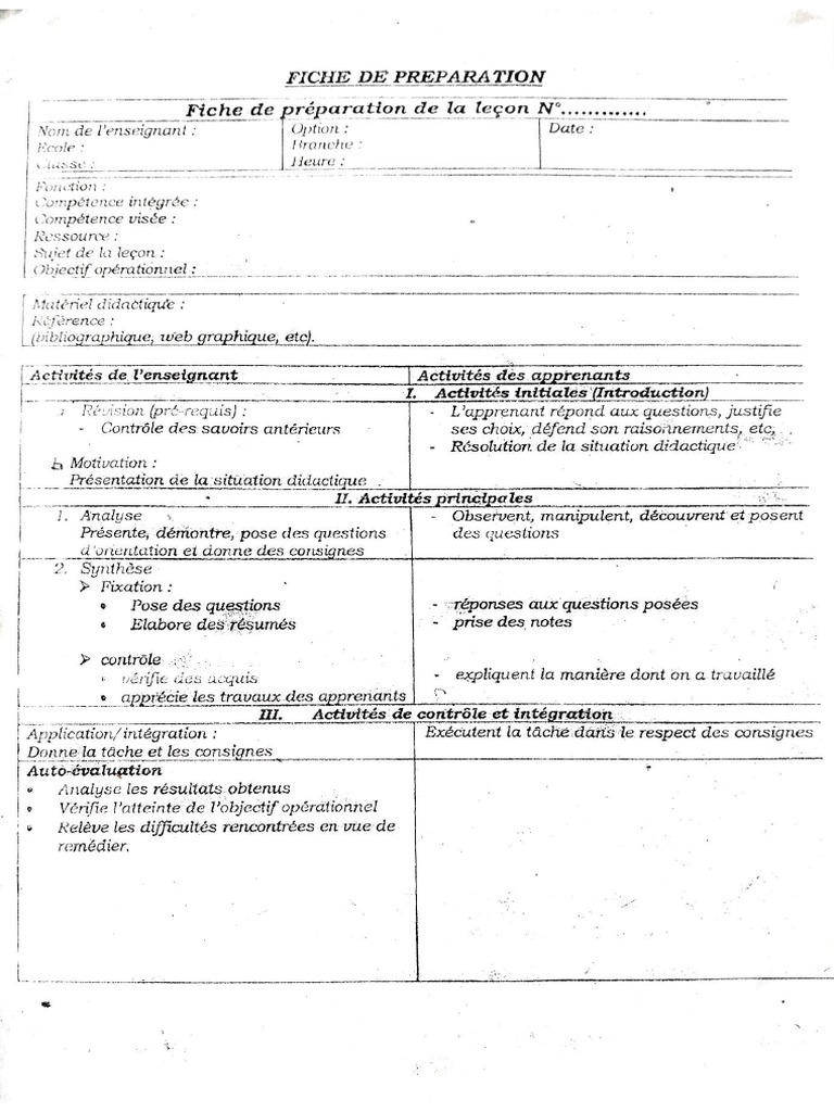 Fiche de Preparation | PDF