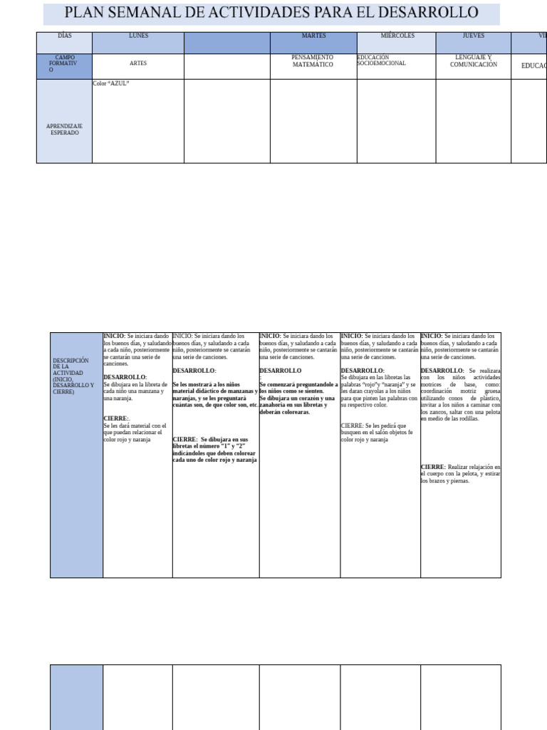 Planeacion Preescolar Axline 8-12en. | PDF