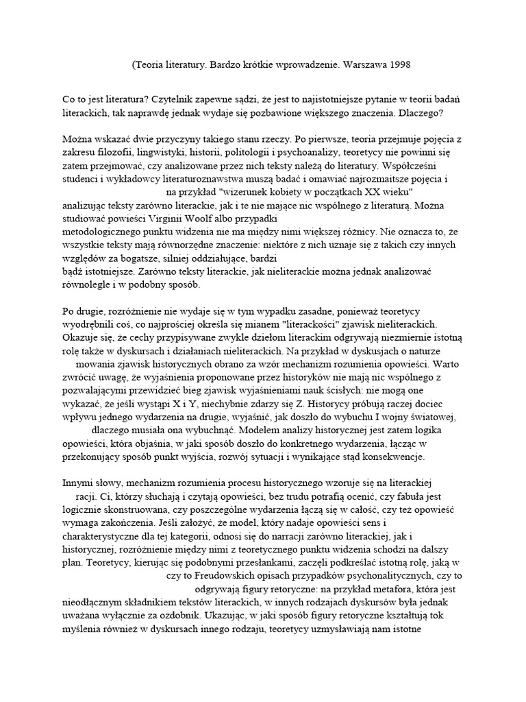 Jonathan Culler Co To Jest Literatura | PDF