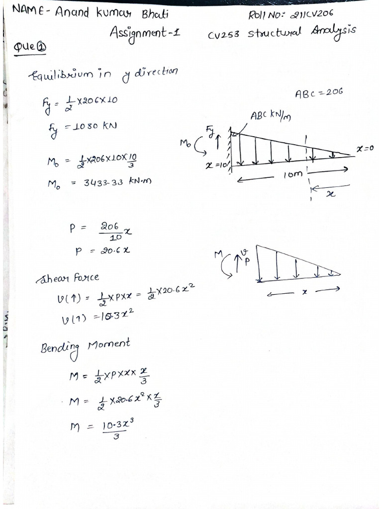 Structural Analysis Assignment 1 | PDF