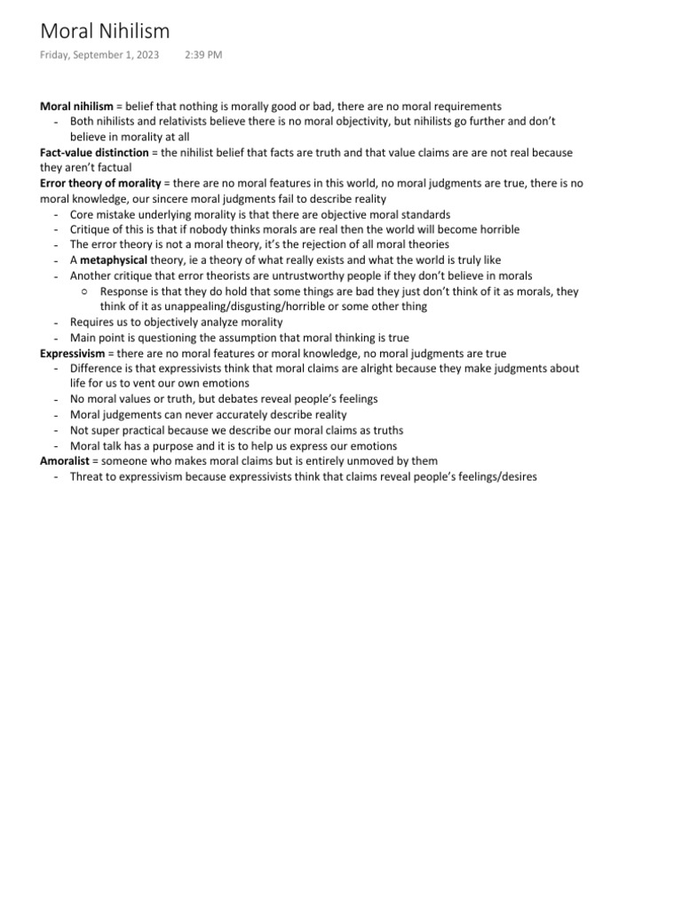 Moral Nihilism | PDF