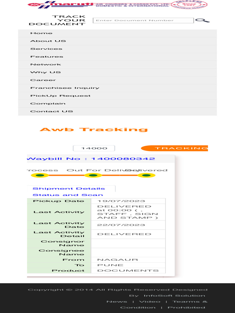 Maruti Air Courier Tracking Status | PDF