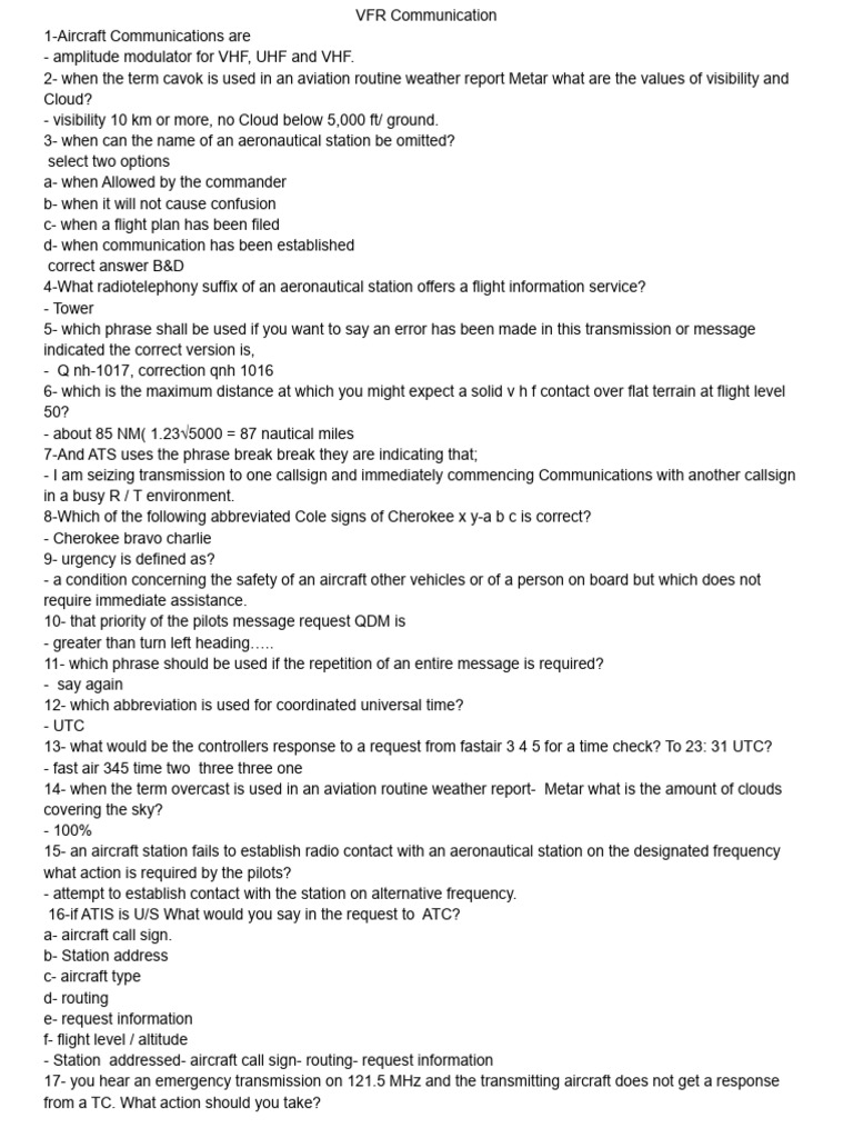 VFR Communication | PDF | Transponder (Aeronautics) | Air Traffic Control
