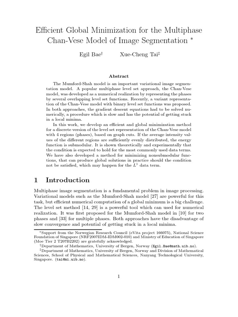 Efficient Global Minimization For The Multiphase | PDF | Image Segmentation | Mathematical ...