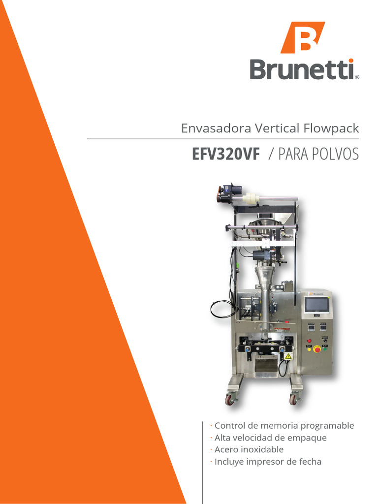 Envasadora Vertical Flowpack EFV320VF para Polvos - Ficha Técnica | PDF