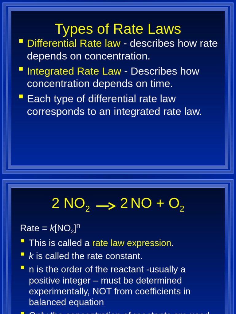 Chemistry Rate Laws Explained | PDF | Reaction Rate Constant | Chemical ...