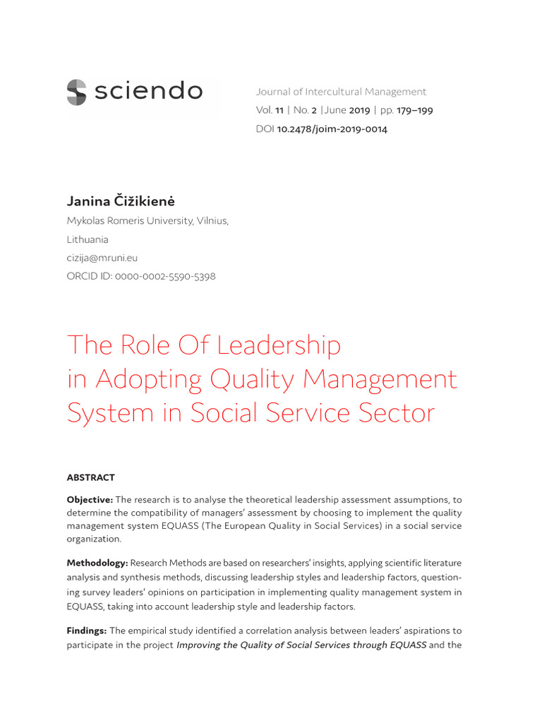 The Role of Leadership in Adopting Quality Managem | PDF | Leadership ...
