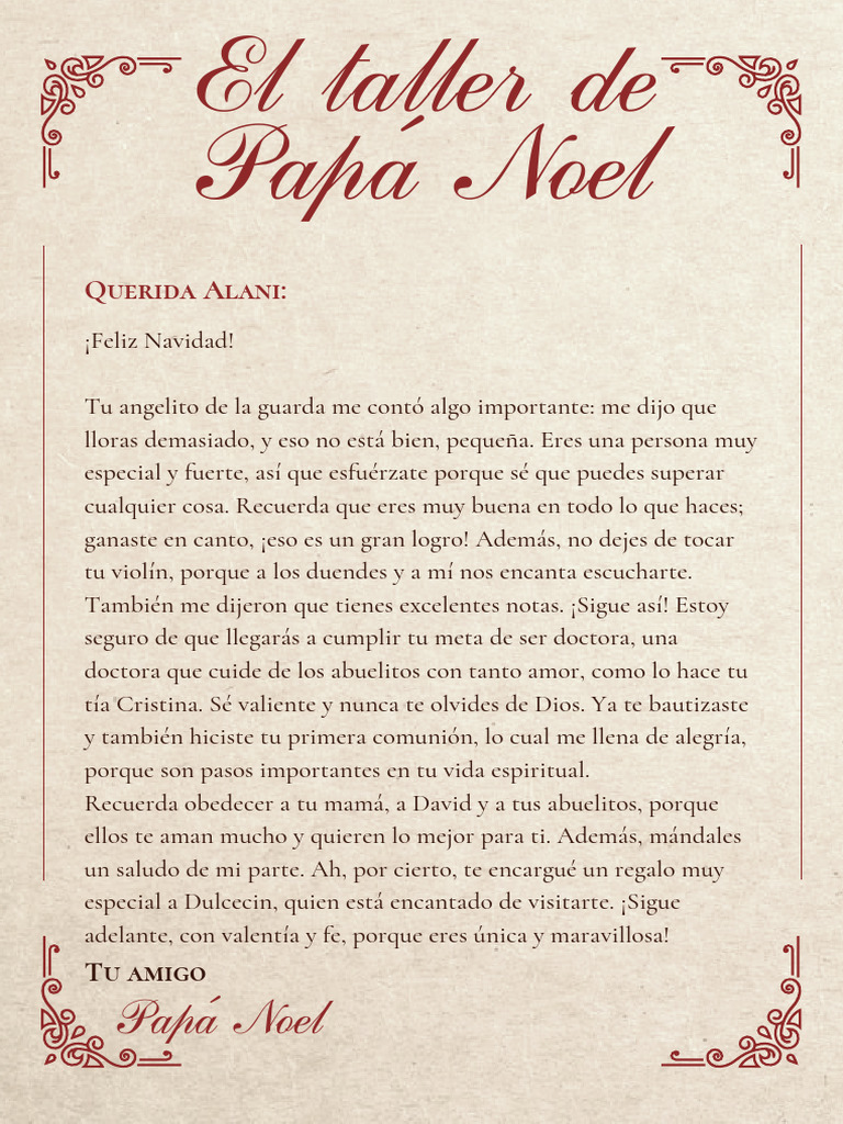 Carta de Papá Noel a Alani | PDF