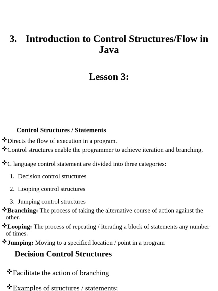COM 413 Lesson 3 | PDF | Control Flow | Computing