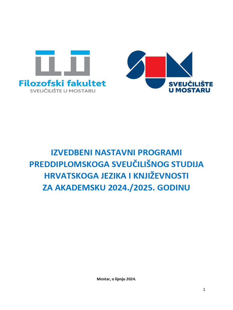 Hrvatski Jezik i Književnost, 1. Ciklus-Izvedbeni Nastavni Program_2024-2025_0 (3) | PDF