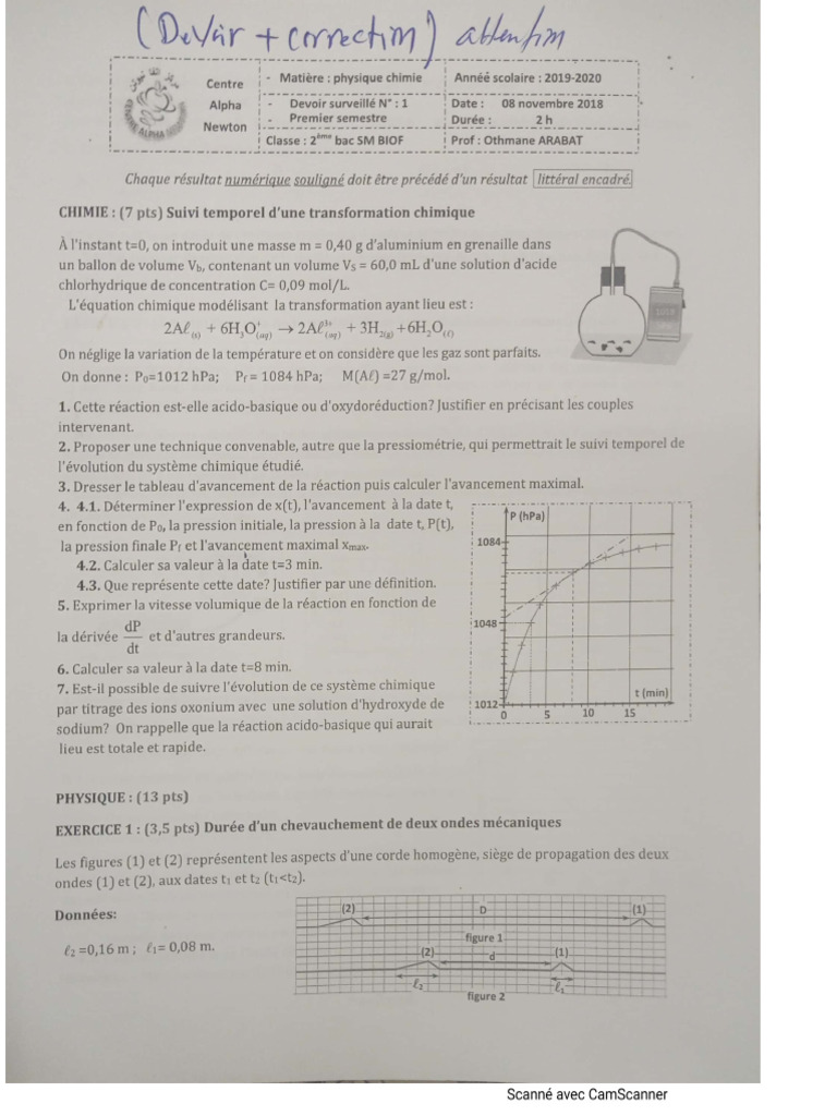 Correction Devoir Surveillé n1s1 - Prof Othmane | PDF