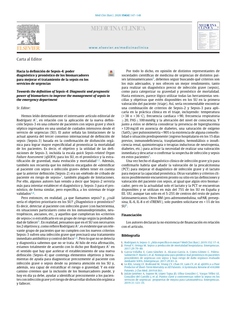 Definición de Sepsis-4 y Biomarcadores | PDF | Septicemia | Medicina ...