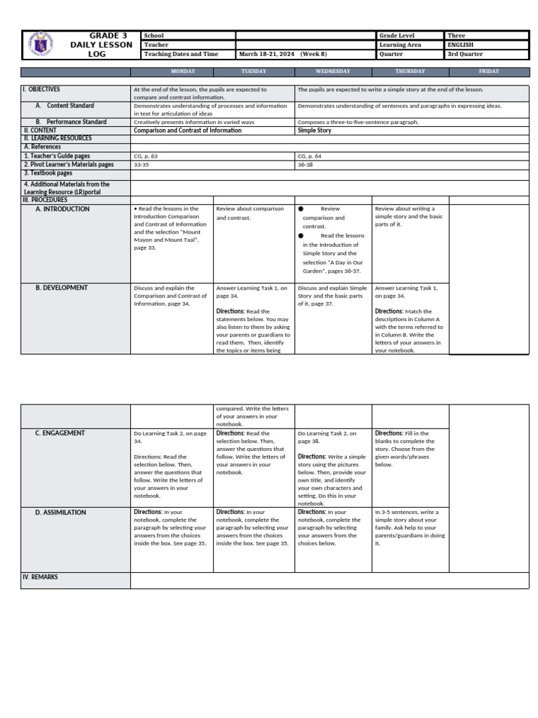 DLL in English-3 - Q3 - W8 | PDF