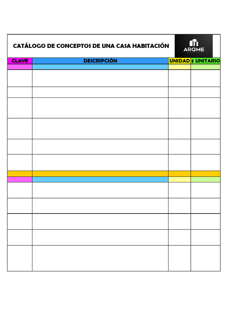 Catálogo de Conceptos Casa Habitación | PDF | Hormigón | edificio