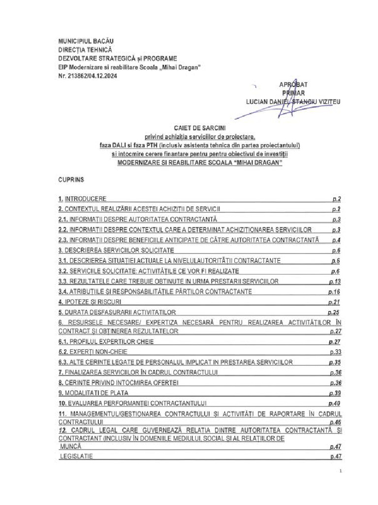 Caiet de Sarcini Lot 5 Tema Proiectare | PDF