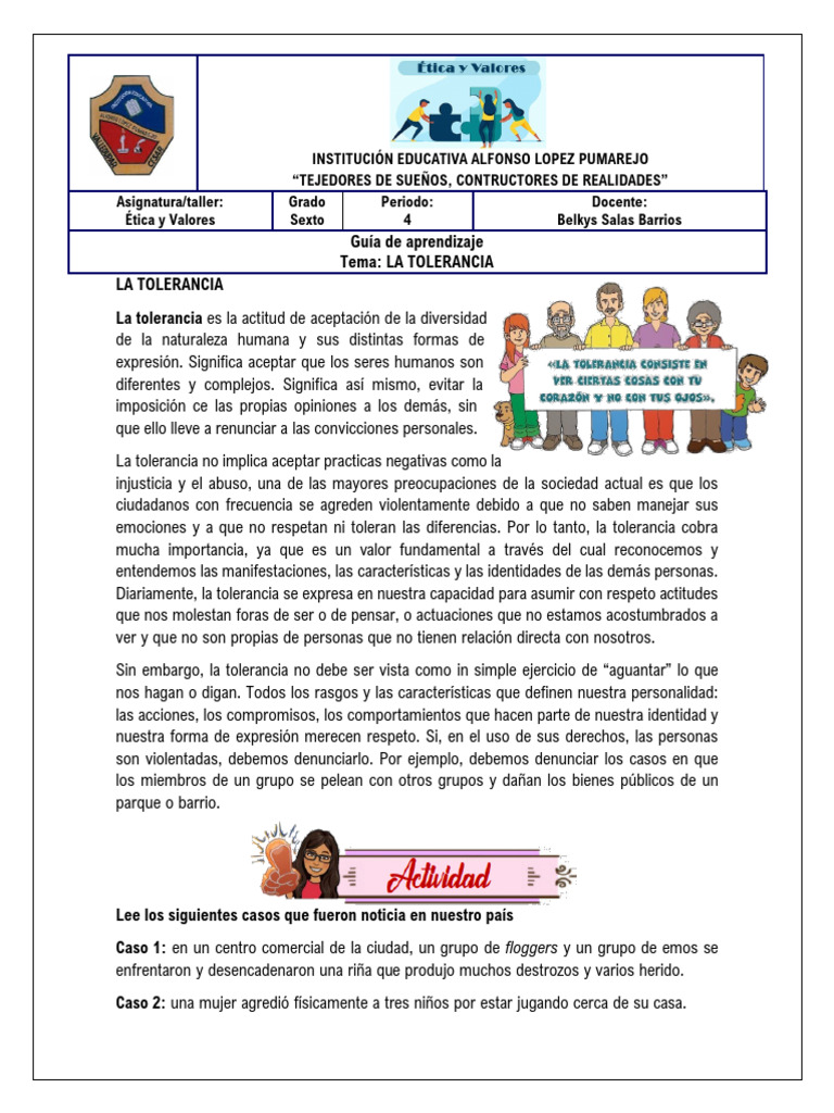 GUÍA LA TOLERANCIA | PDF | Tolerancia | Sicología