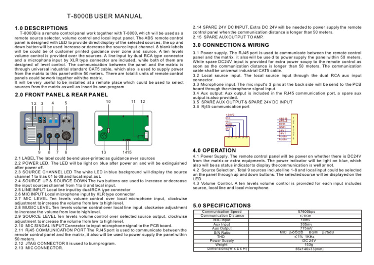 t-8000B Manuel D'utilisation | PDF | Audio Engineering | Electronic Engineering