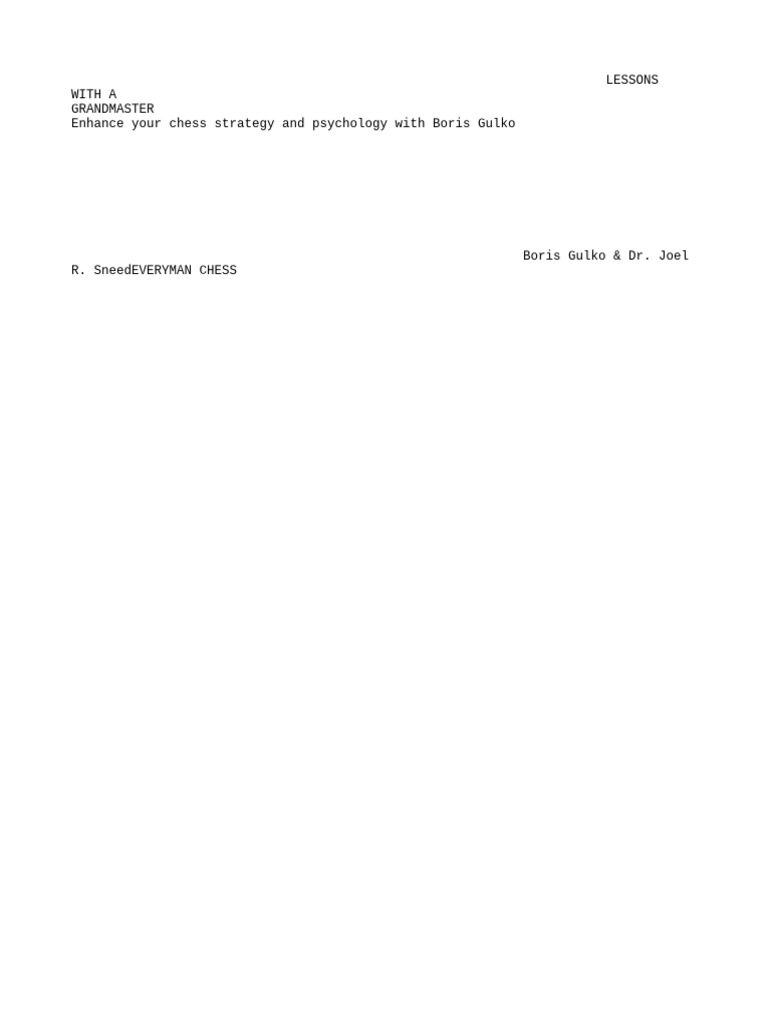 Lessons With A Grandmaster PDF Free | PDF | Chess