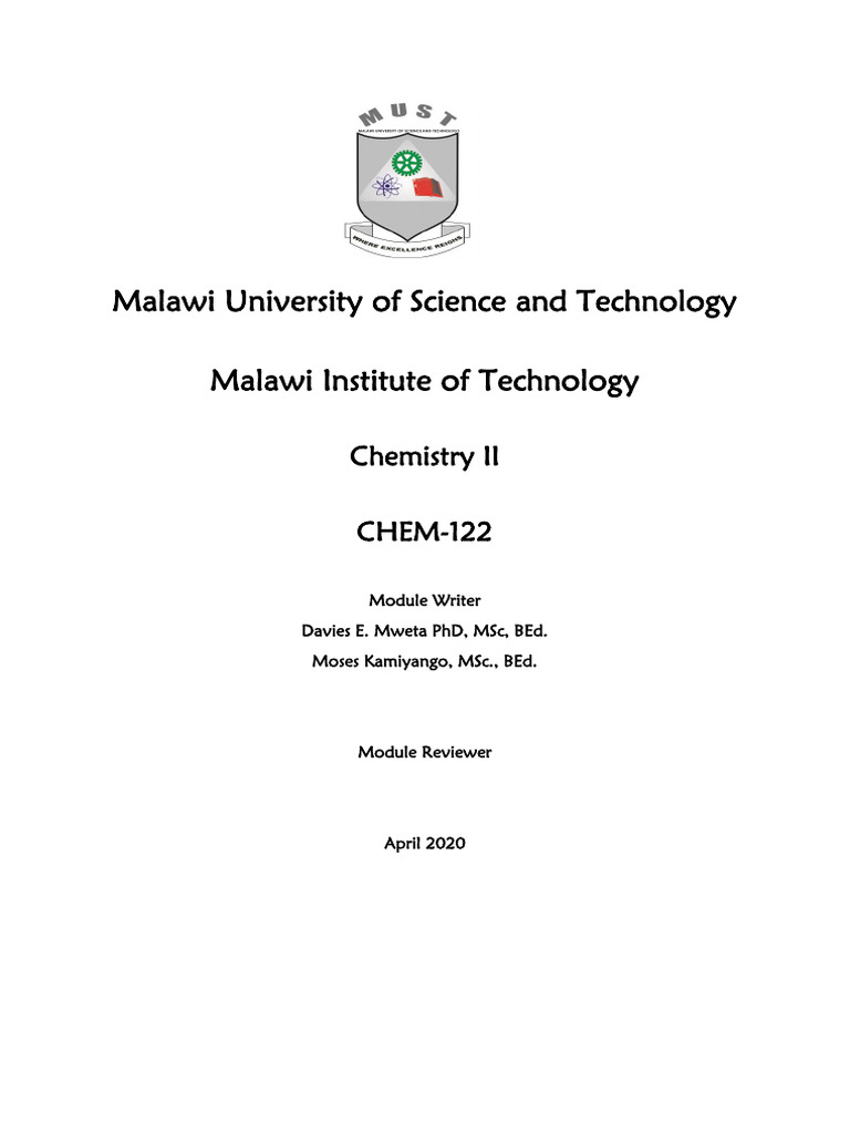 Chemistry II - CHEM 122 Module-2 | PDF | Gases | Reaction Rate