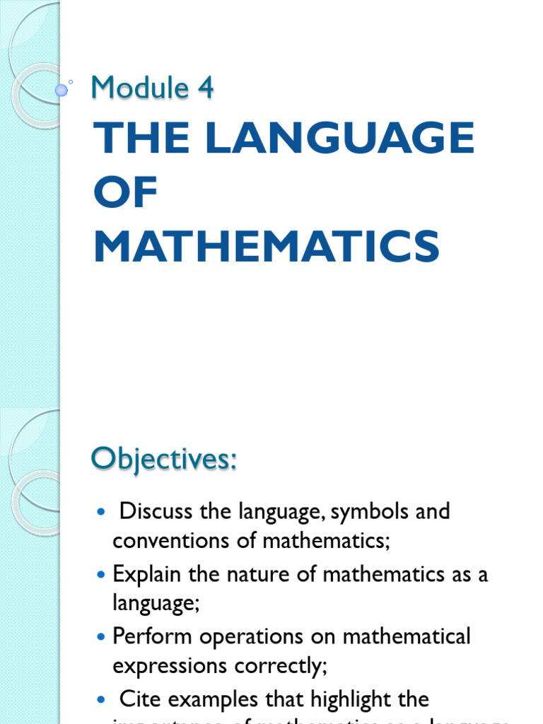 M3-1 - The Language of Mathematics | PDF
